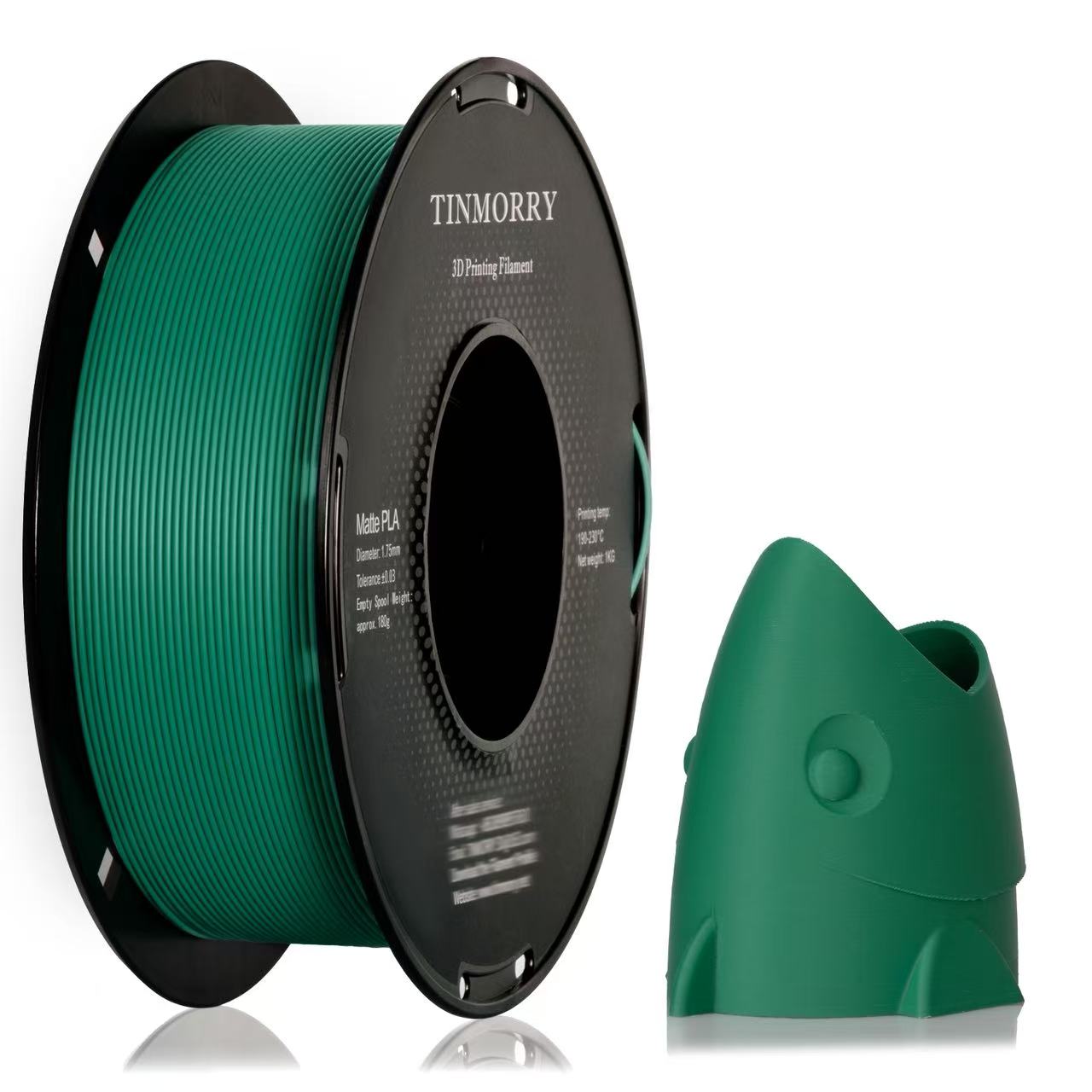 Matte PLA 3D Printer Filament 1.75mm, 1 KG, Matte Spinach Green ...