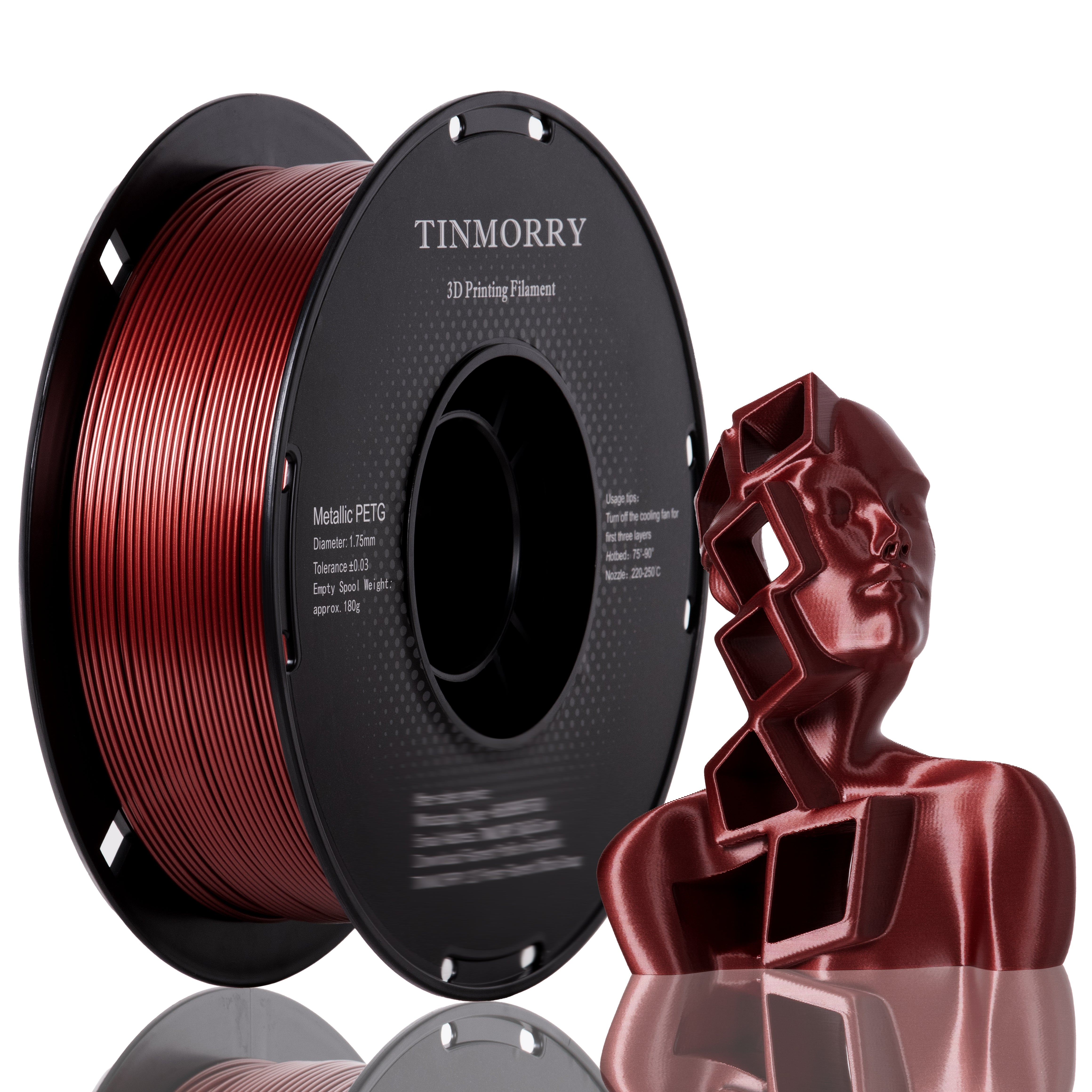 Metallic PETG 3D Printer Filament 1.75mm, 1 KG, Metallic DarkRed ...