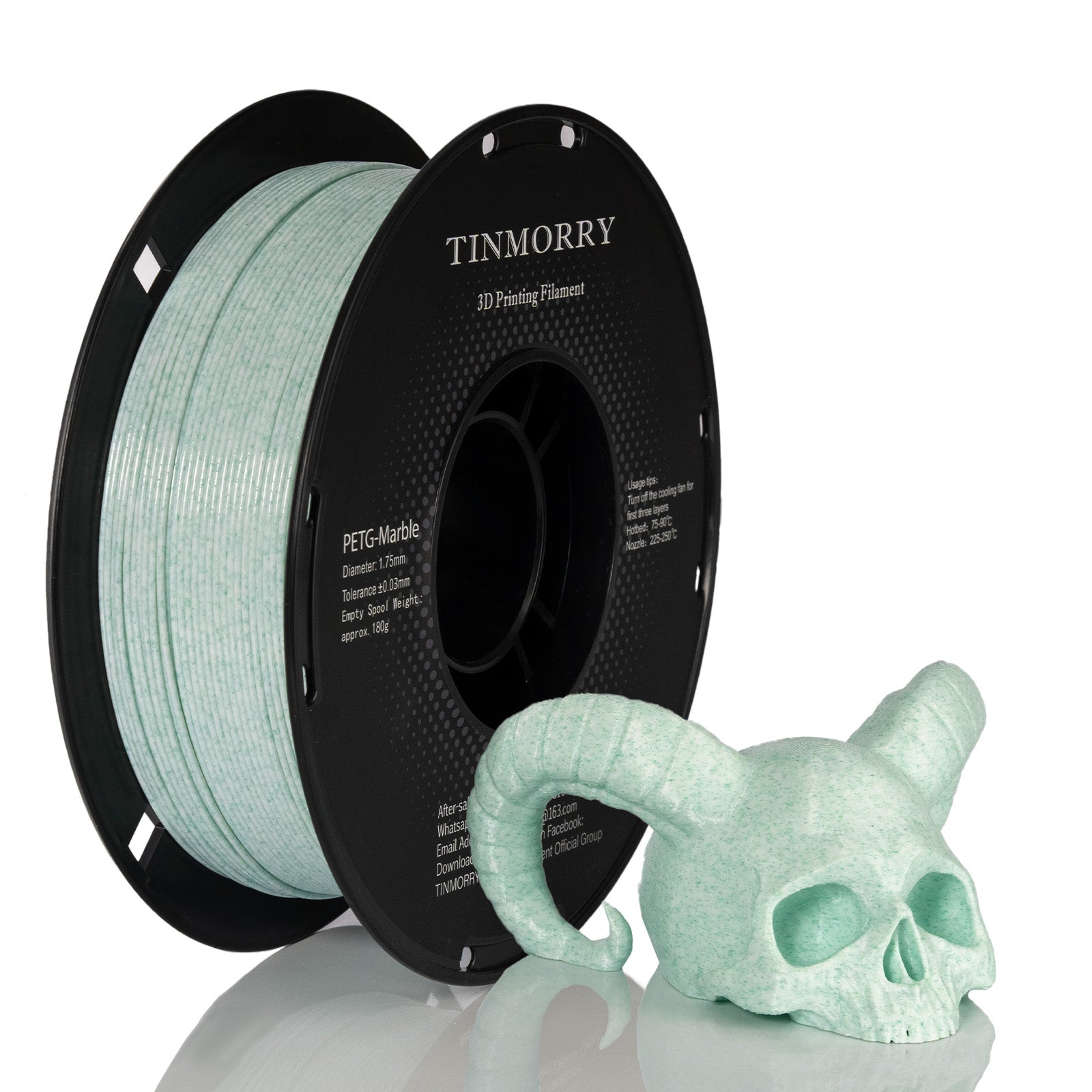 Marble PETG 3D Printer Filament 1.75mm, 1 KG, Marble Magic Green ...