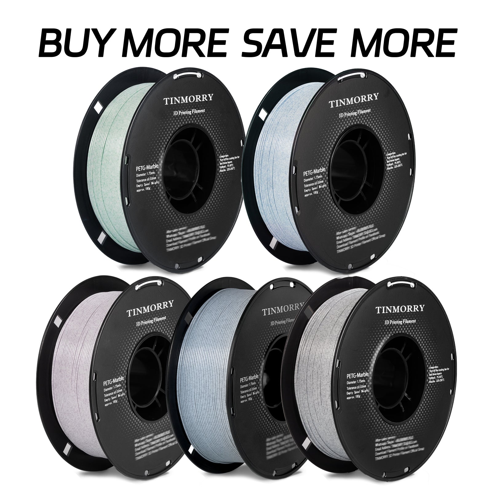 Buy 4/10 Rolls & Save | TINMORRY Marble PETG Filament, 1 KG 1 Spool ...