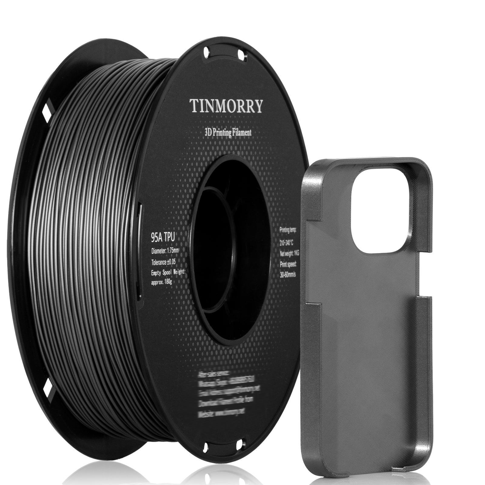 95A TPU 3D Printer Filament 1.75mm, 1 KG, Metal Space Grey – TINMORRY Store